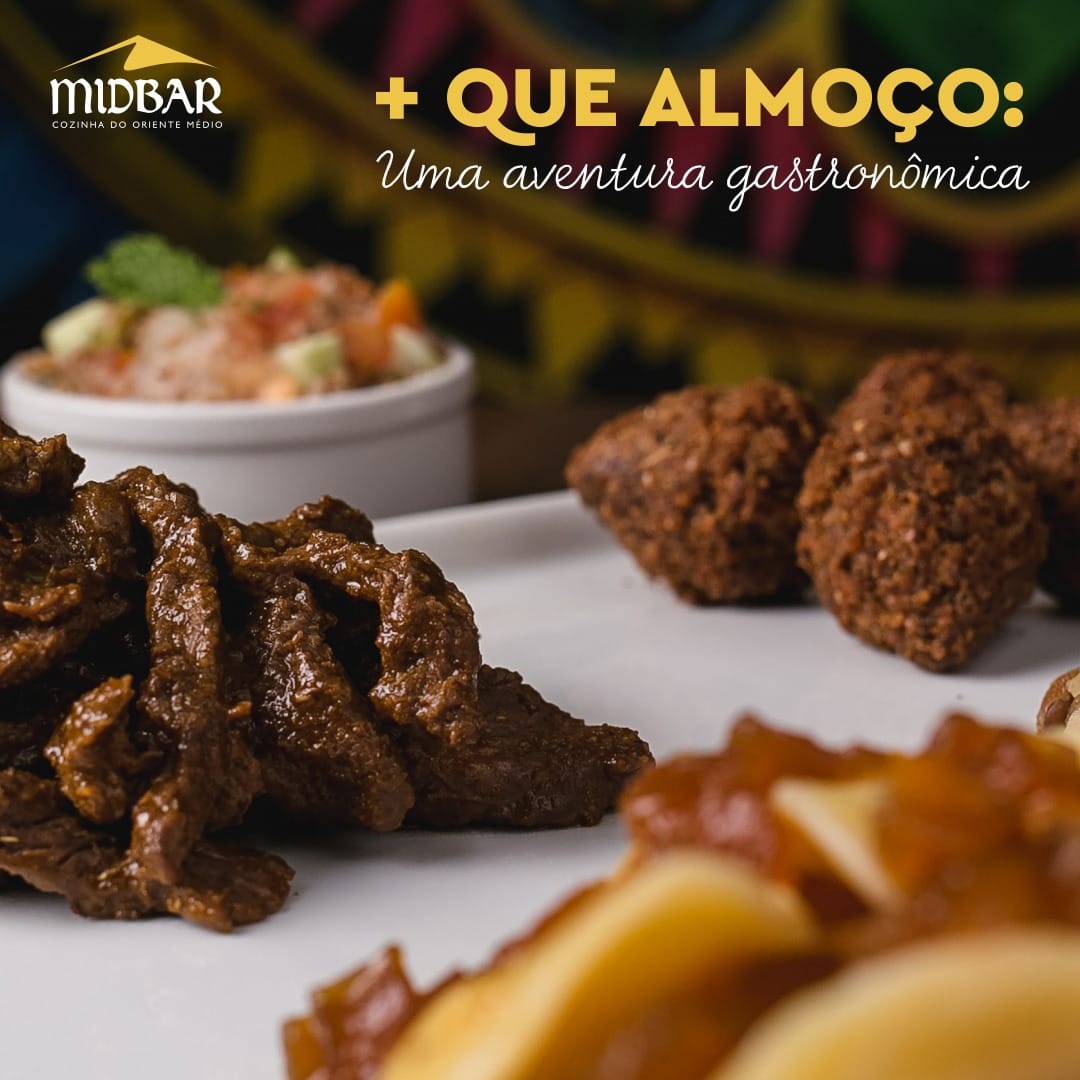 Vem se aventurar no Buffet do Oriente Médio do Midbar - Midbar